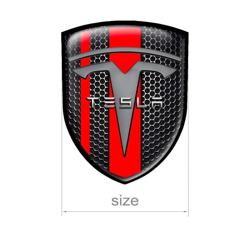 Tesla Shield Emblem Silicone Steel Red Line Edition | Domed Emblems ...