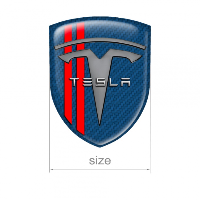 Tesla Emblem Shield Silicone Navy Carbon Red Line Edition | Domed ...