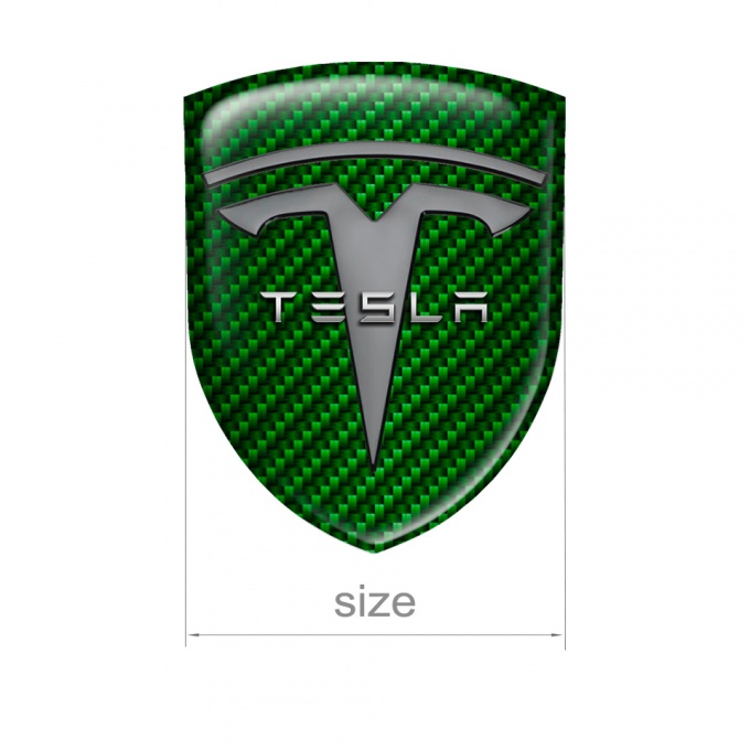 Tesla Emblem Shield Silicone Green Carbon Edition | Domed Emblems ...