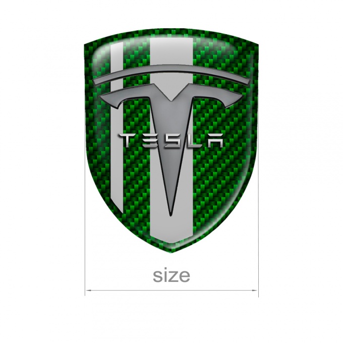 Tesla Emblem Shield Silicone Green Carbon Grey Line Edition | Domed ...