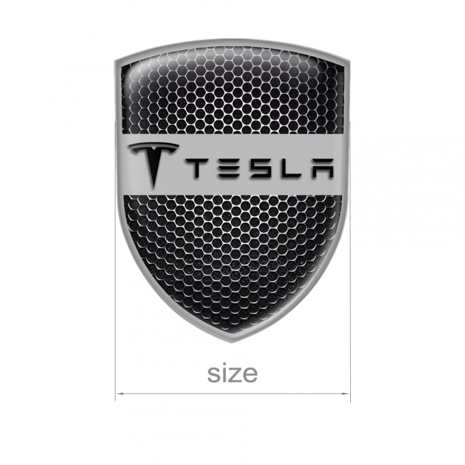 Tesla Shield Silicone Sticker Steel Grey Edition | Domed Emblems ...