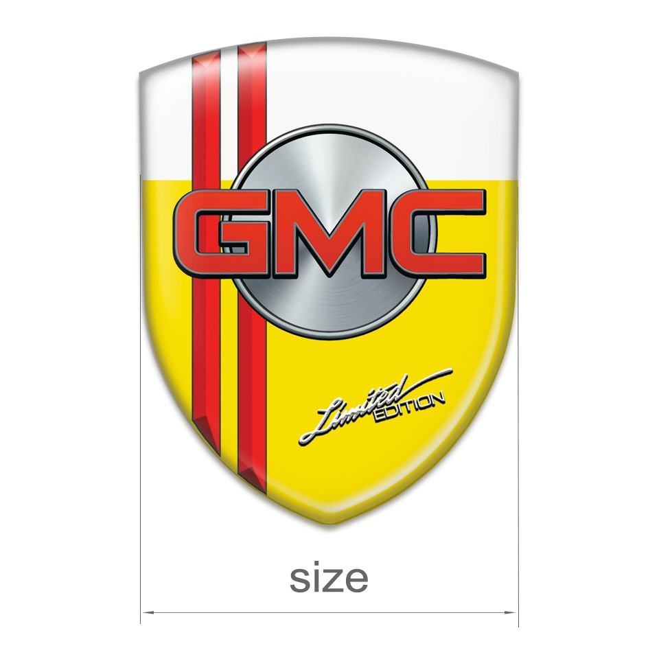 GMC Silicone Shield Yellow White with red Lines Style | Domed Emblems ...