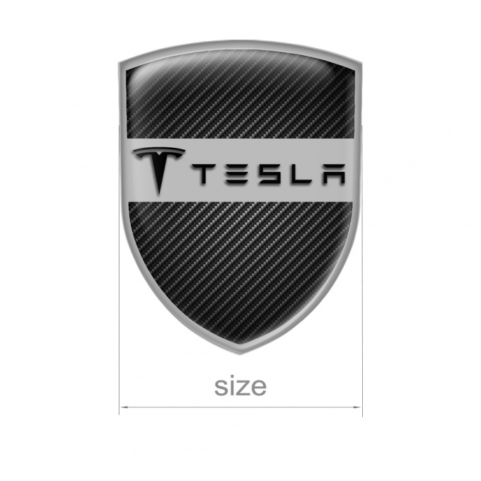 Tesla Shield Silicone Sticker Carbon Grey Line Edition | Domed Emblems ...