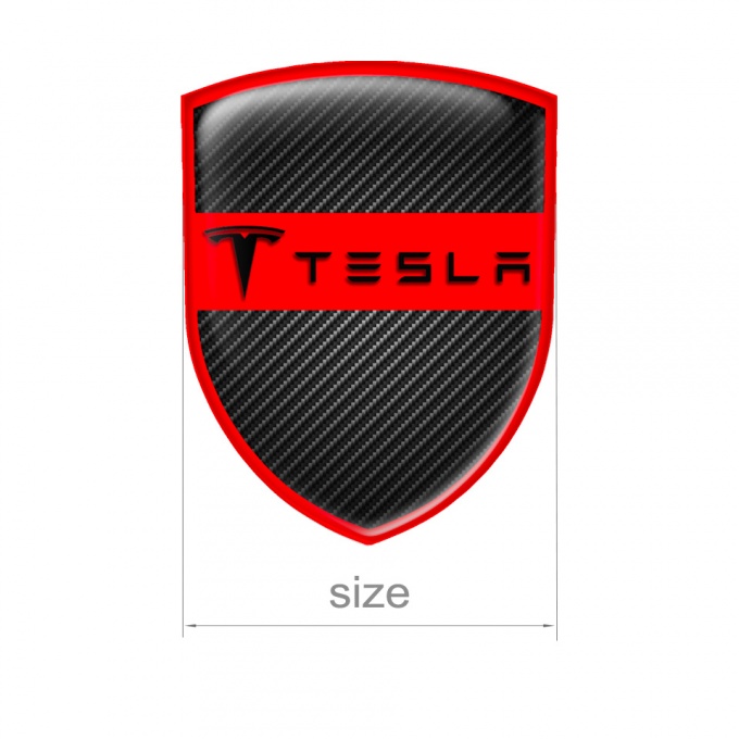 Tesla Shield Silicone Sticker Carbon Red Line Edition | Domed Emblems ...
