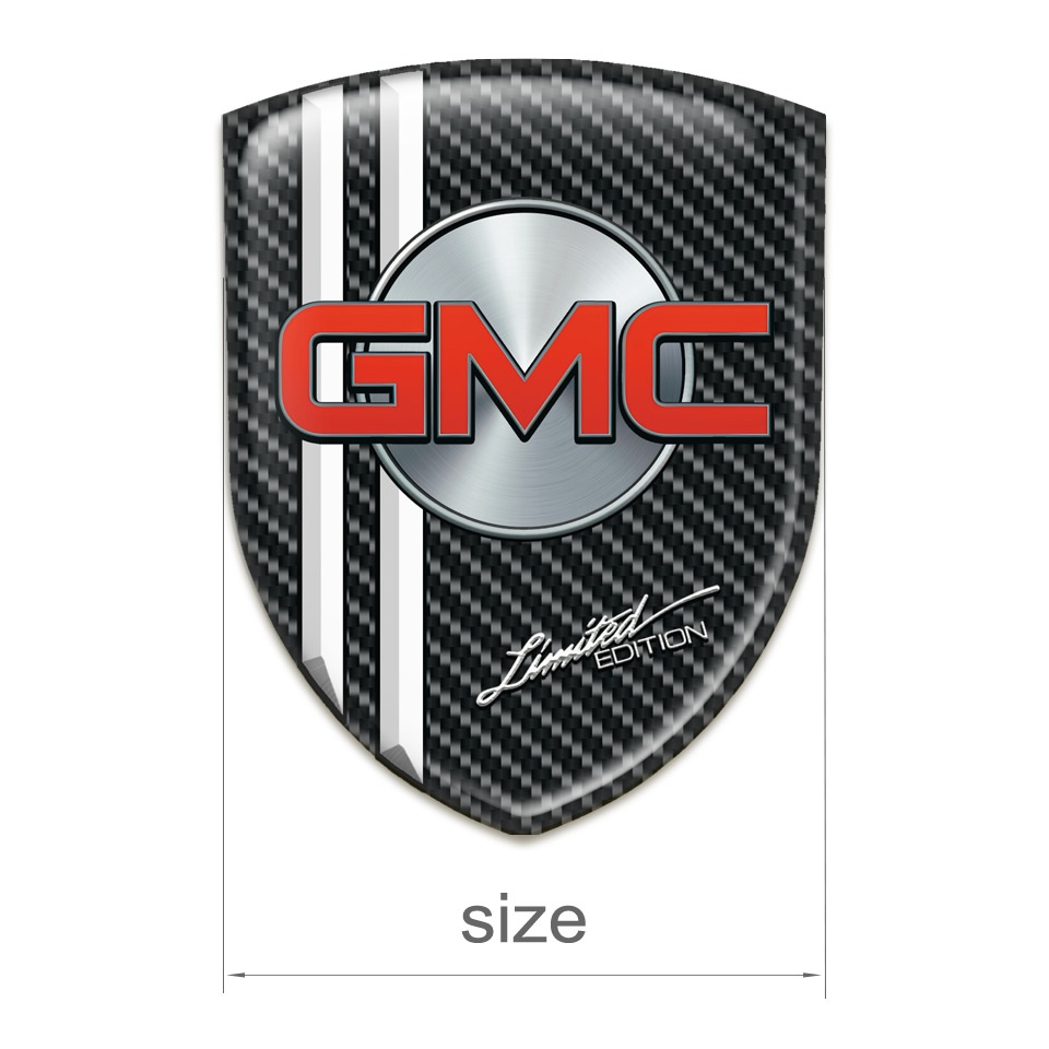 GMC 3D Gel Emblem Dark Carbon with White Stripes | Domed Emblems ...