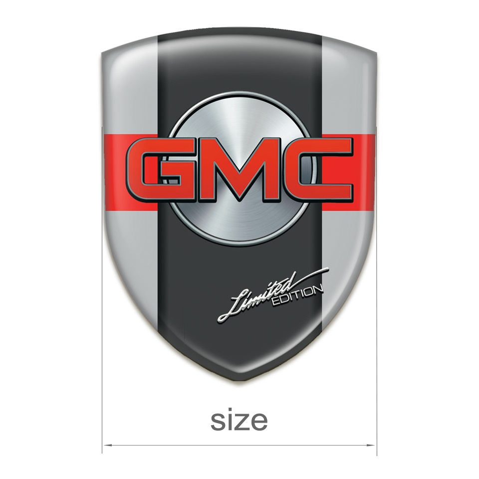 GMC Self Adhesive Emblem Logo Grey with Red Tape Pattern | Domed ...