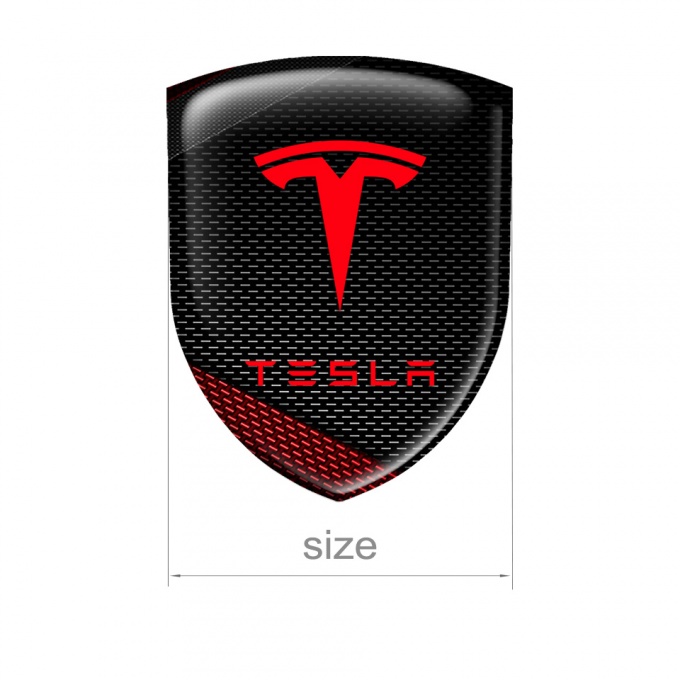 Tesla Shield Silicone Emblem Line Artwork Red Logo | Domed Emblems ...