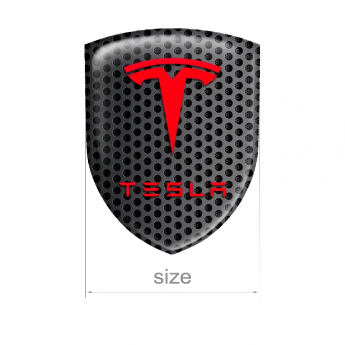 Tesla Shield Silicone Emblem Steel Red Line Edition | Domed Emblems ...