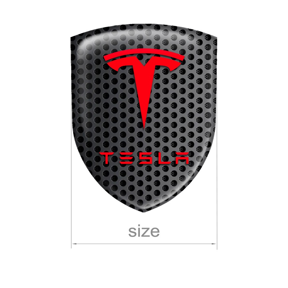 Tesla Shield Silicone Emblem Steel Red Line Edition | Domed Emblems ...