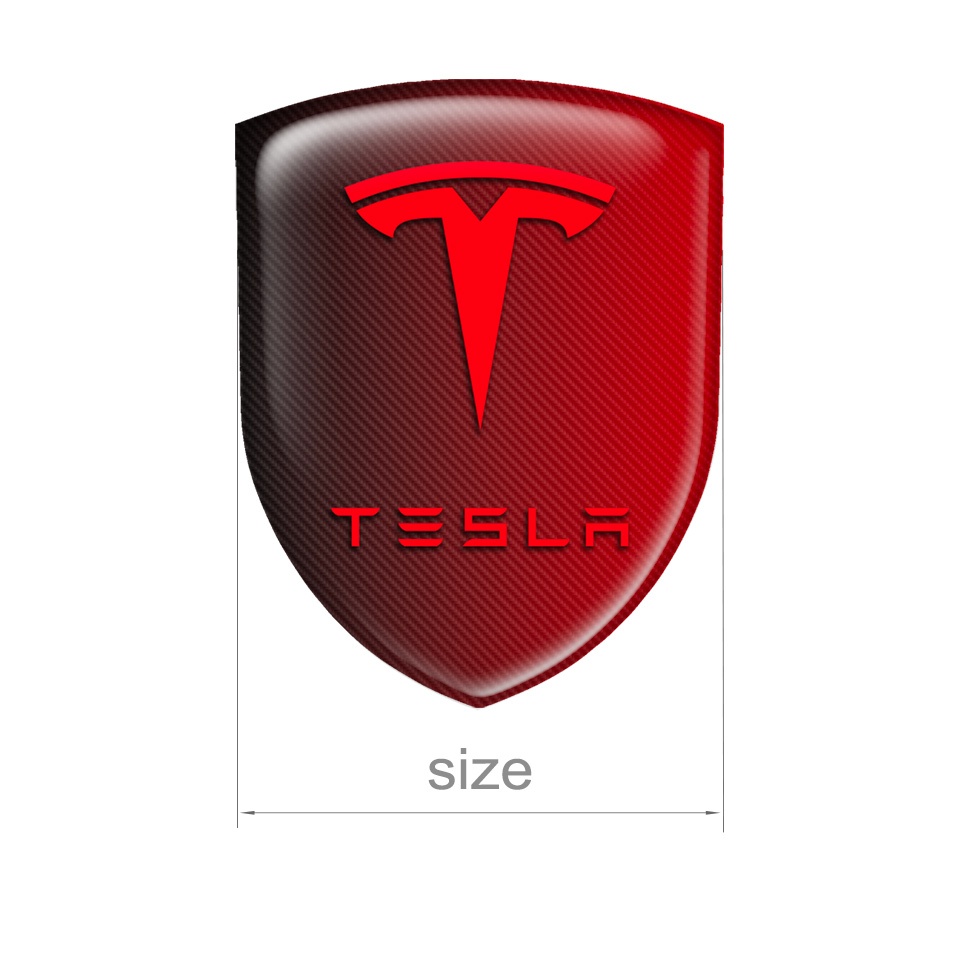Tesla Shield Silicone Emblem Red Carbon Artwork Line | Domed Emblems ...