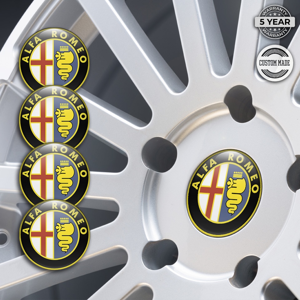 Alfa Romeo Wheel Center Emblem Flat Yellow Logo | Wheel Emblems ...