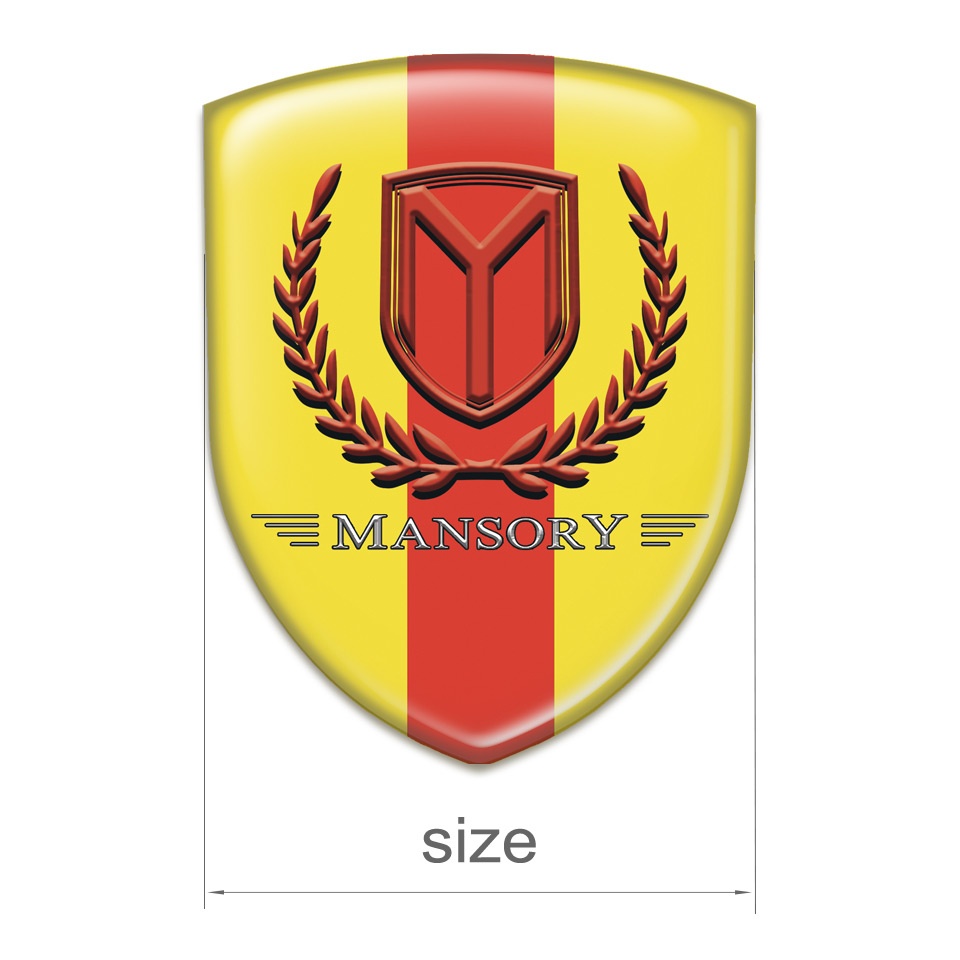 Mansory Logo Emblem Yellow with Red band and Red Logo | Domed Emblems ...