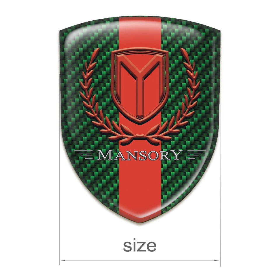 Mansory Car Interior Badge Green carbon Red Band Red Logo | Domed ...