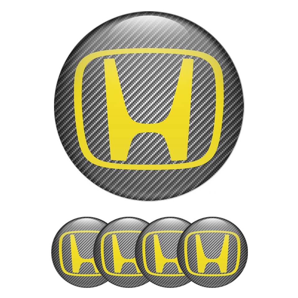 Honda Wheel Emblems for Center Caps Carbon Yellow | Wheel Emblems ...
