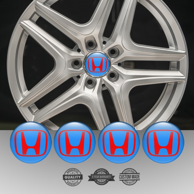 Honda Domed Stickers for Center Caps Navy Red | Wheel Emblems ...