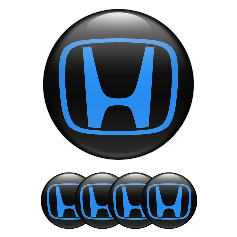 Honda Domed Stickers for Center Caps Black Navy | Wheel Emblems ...