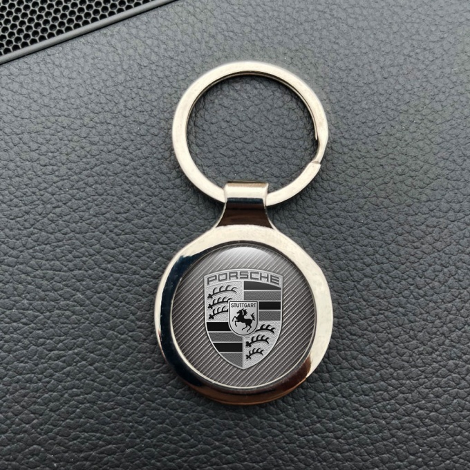 Porsche Logo Keychain Monochrome Carbon Style | Keychains | Accessories ...