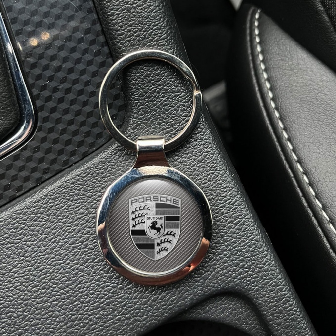 Porsche Logo Keychain Monochrome Carbon Style | Keychains | Accessories ...