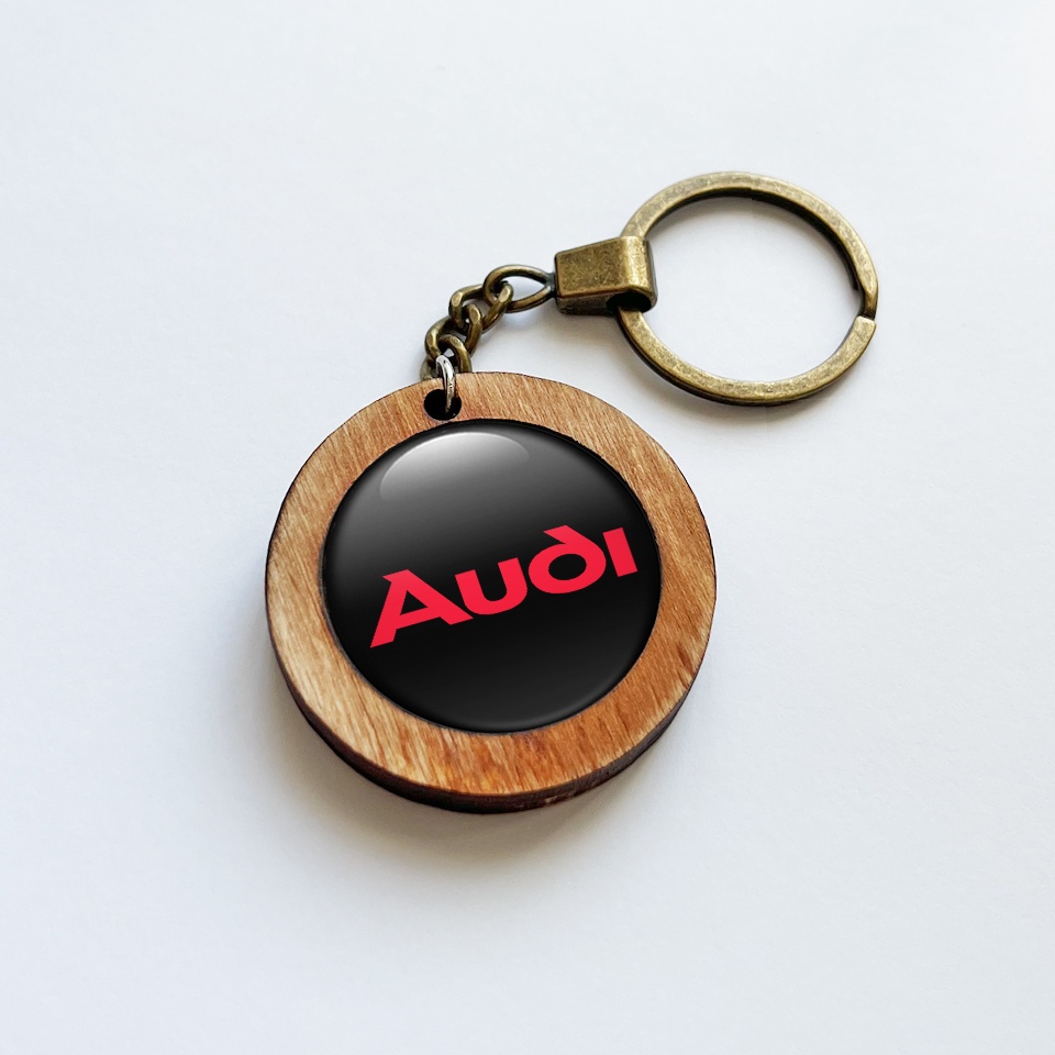 Audi Keychain Red Handmade Wood Black | Keychains | Accessories | X-Sticker