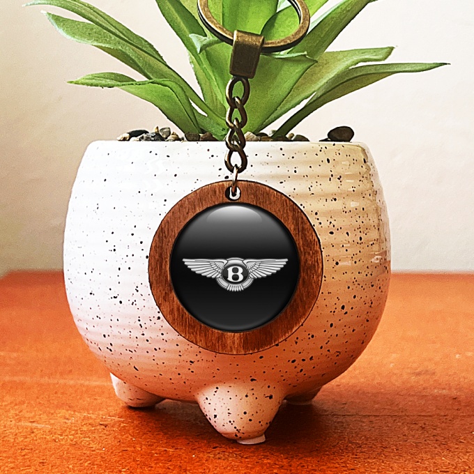 Bentley Handmade Wood Keychain Black Fly Logo | Keychains | Accessories ...