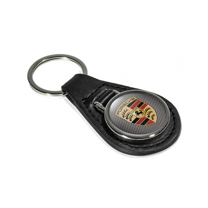 Porsche Key Chain Leather Carbon Base Classic Logo | Keychains ...
