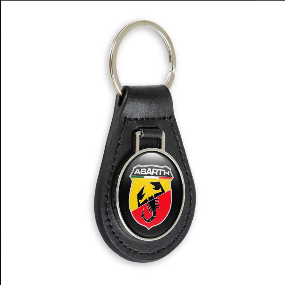 Fiat Abarth Leather Keychain Black Classic Logo | Keychains ...
