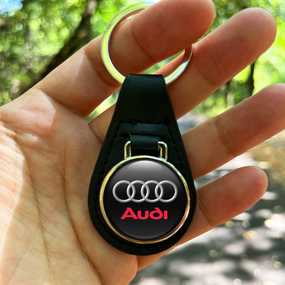 Audi Keychain Leather Black Classic Logo Red Audi | Keychains ...