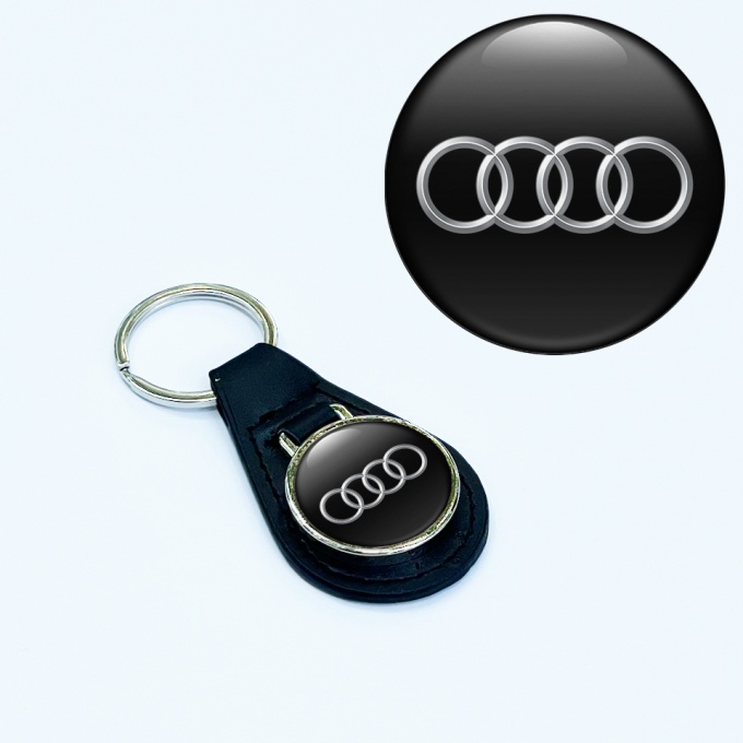 Audi Leather Key Fob Black Classic 3D Logo | Keychains | Accessories ...