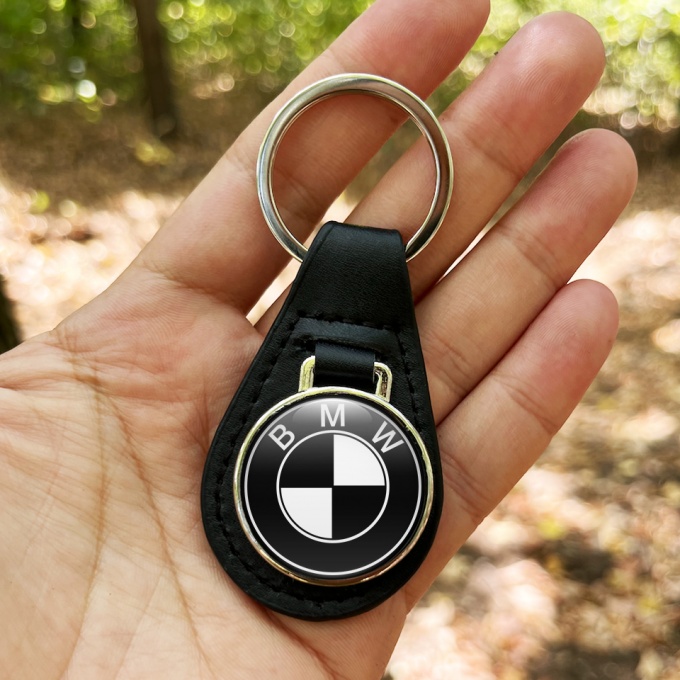 BMW Key Fob Leather Black White Logo | Keychains | Accessories | X-Sticker
