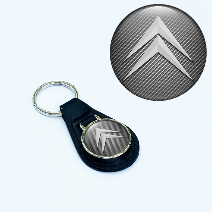 Citroen Keyring Holder Leather Carbon Silver Design | Keychains ...