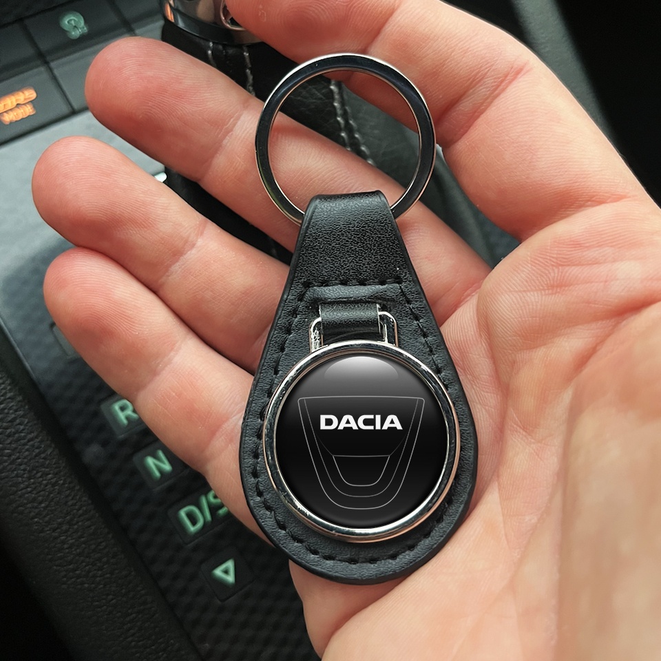 Dacia Key Fob Leather Black While Logo Edition | Keychains ...