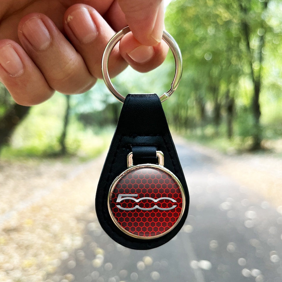 Fiat 500 Keyring Holder Leather Red Honeycomb Edition | Keychains ...