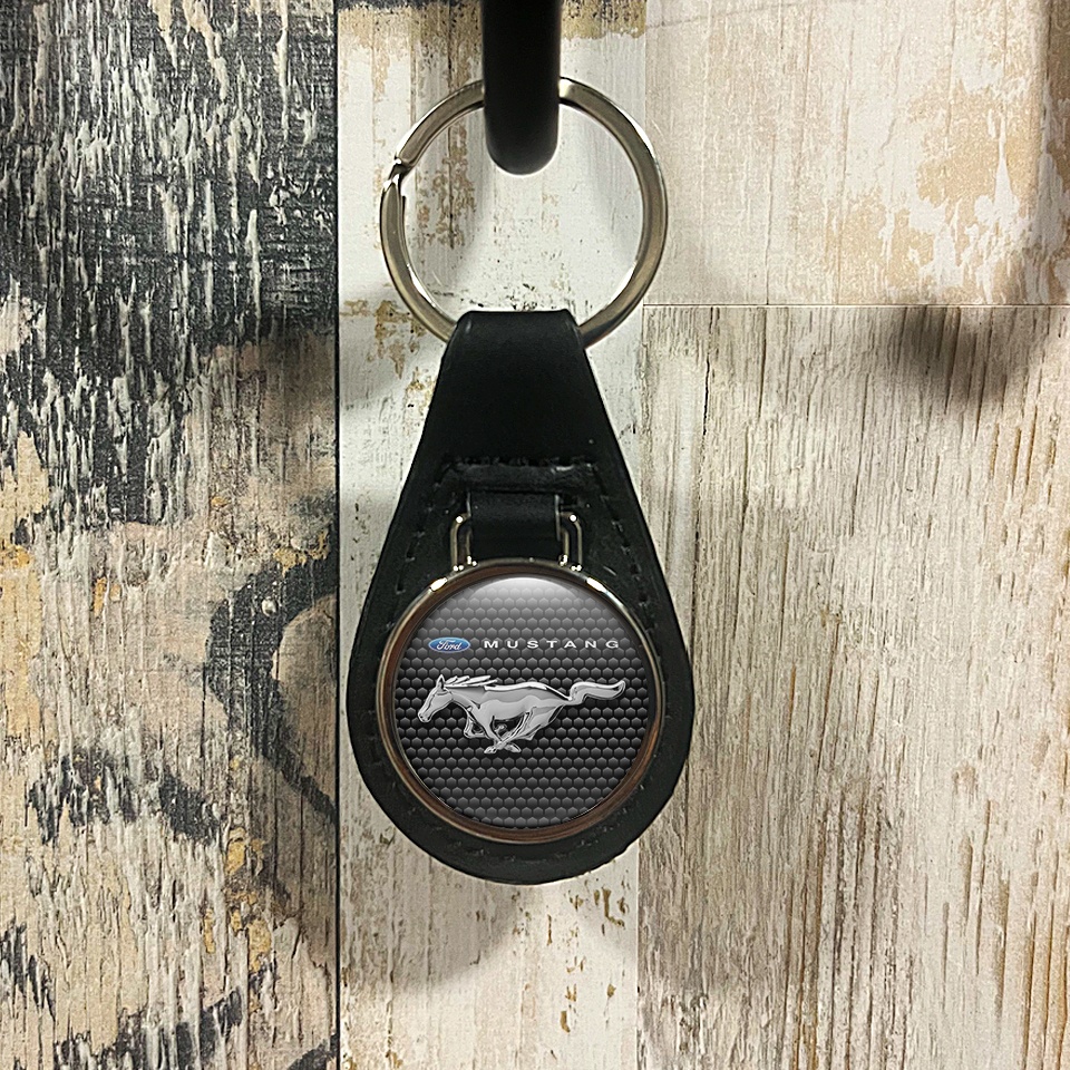 Ford Mustang Key Fob Leather Graphite Honeycomb Design | Keychains ...