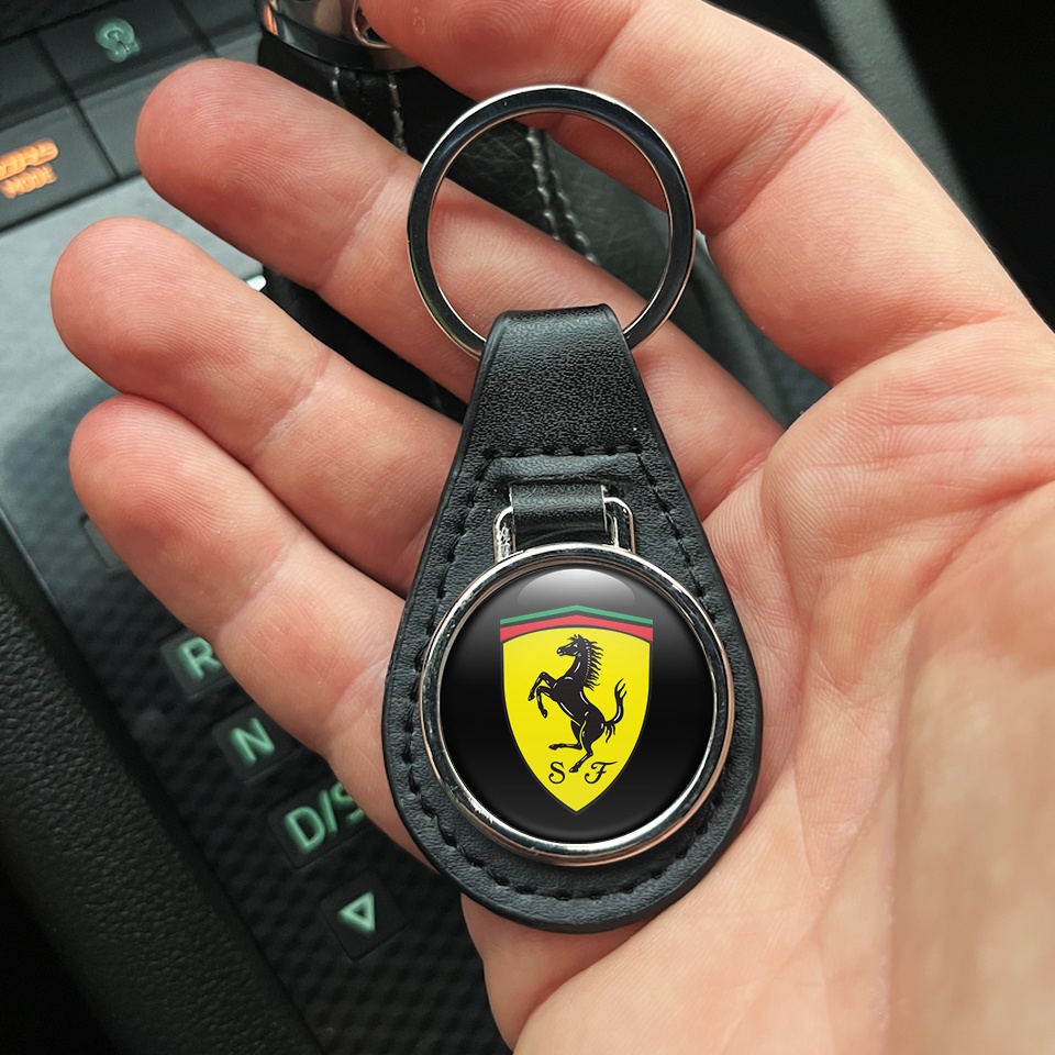 Ferrari Leather Keychain Black Yellow Logo Edition | Keychains ...
