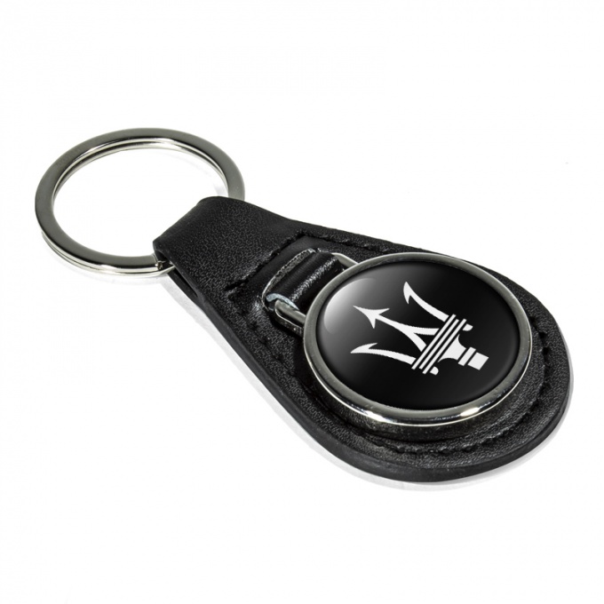 Maserati Keychain Leather Black White Clean Logo | Keychains ...