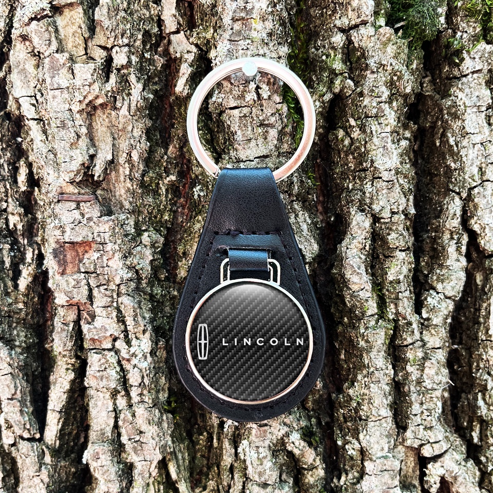 Lincoln Leather Keychain Dark Carbon Classic White Logo | Keychains ...