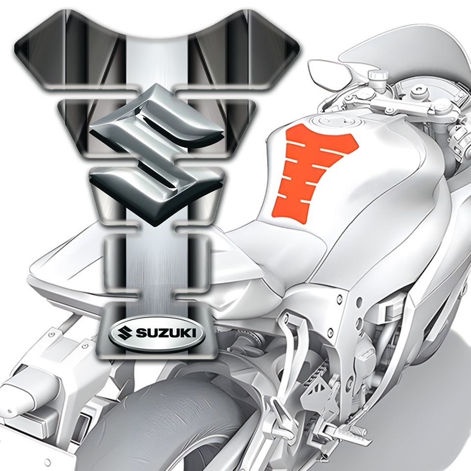 Suzuki Tank Fuse Metal Cetral Panel and Silver Logo Style | Tank ...