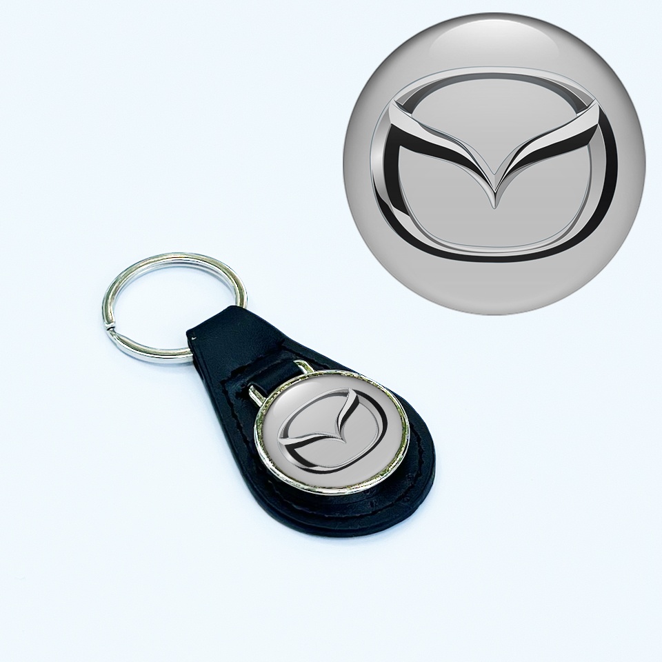 Mazda Leather Keychain Light Grey Chrome Logo | Keychains | Accessories ...
