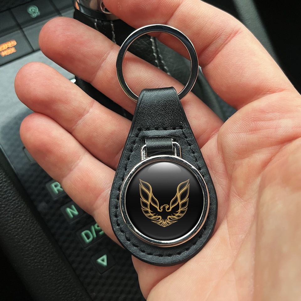 Pontiac Firebird Key Fob Leather Black Yellow Logo | Keychains ...