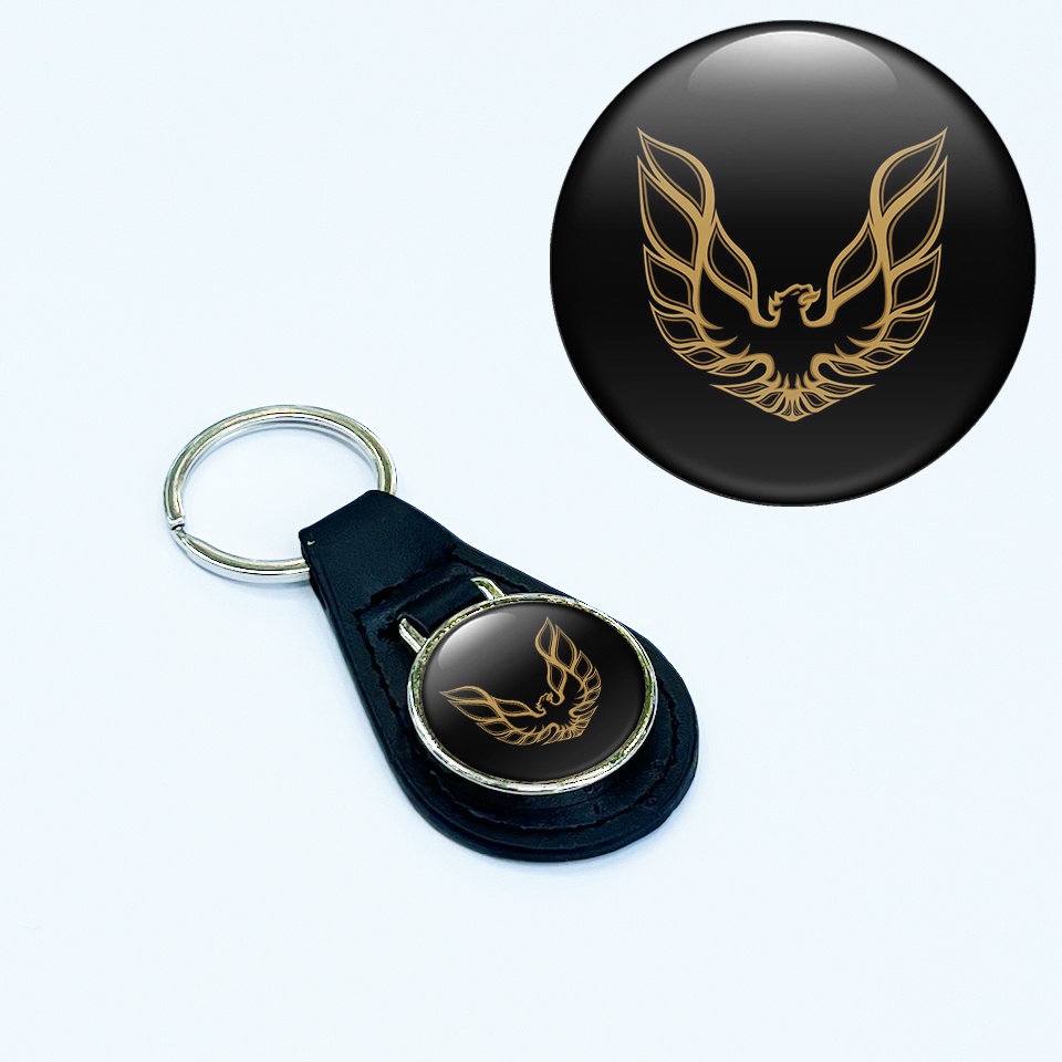 Pontiac Firebird Key Fob Leather Black Yellow Logo | Keychains ...