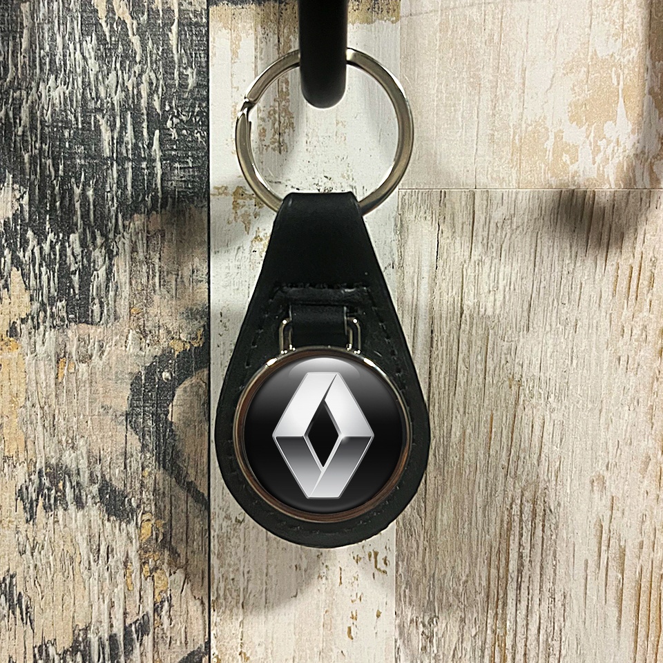 Renault Keychain Leather Black Silver Classic Logo | Keychains ...