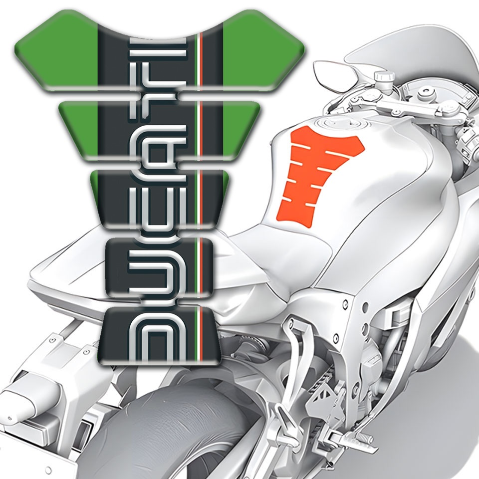 Ducati Tank Pad Protector Green Base Black Logo Panel | Tank Protectors ...