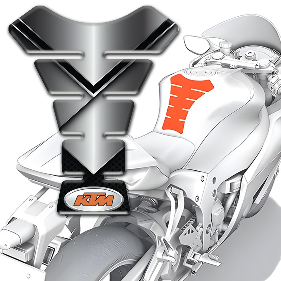 KTM Tank Fuse Chromed Effect Style | Tank Protectors | Stickers | X-Sticker