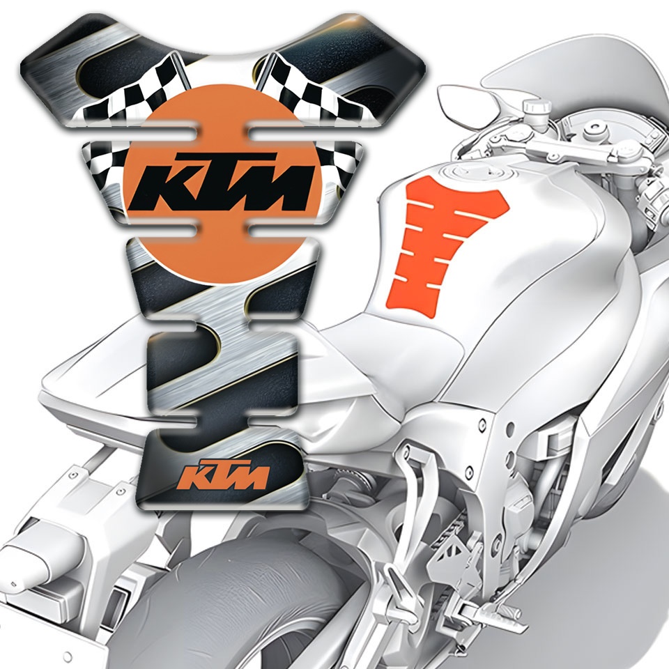 KTM Tank Pad Motorbike Metal Effect base and Round Logo | Tank ...
