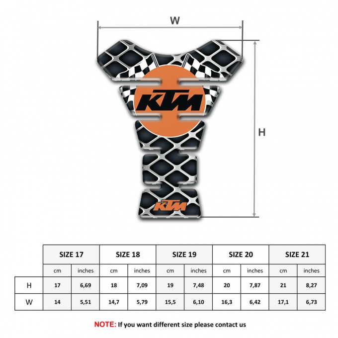 KTM Tank Pad Protector Large Mesh Base with Racing Logo Style | Tank ...