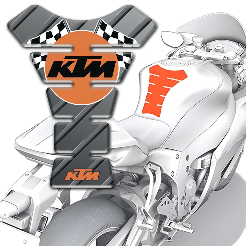 KTM Tank Pad Motorbike Gray Diagonal Patterns Base Racing Logo | Tank ...