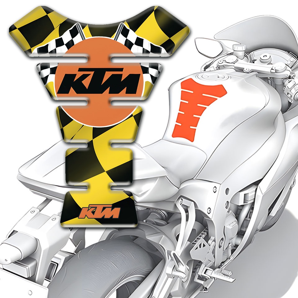 KTM Tank Protector Black Yellow Squares Base and Racing Logo Style ...