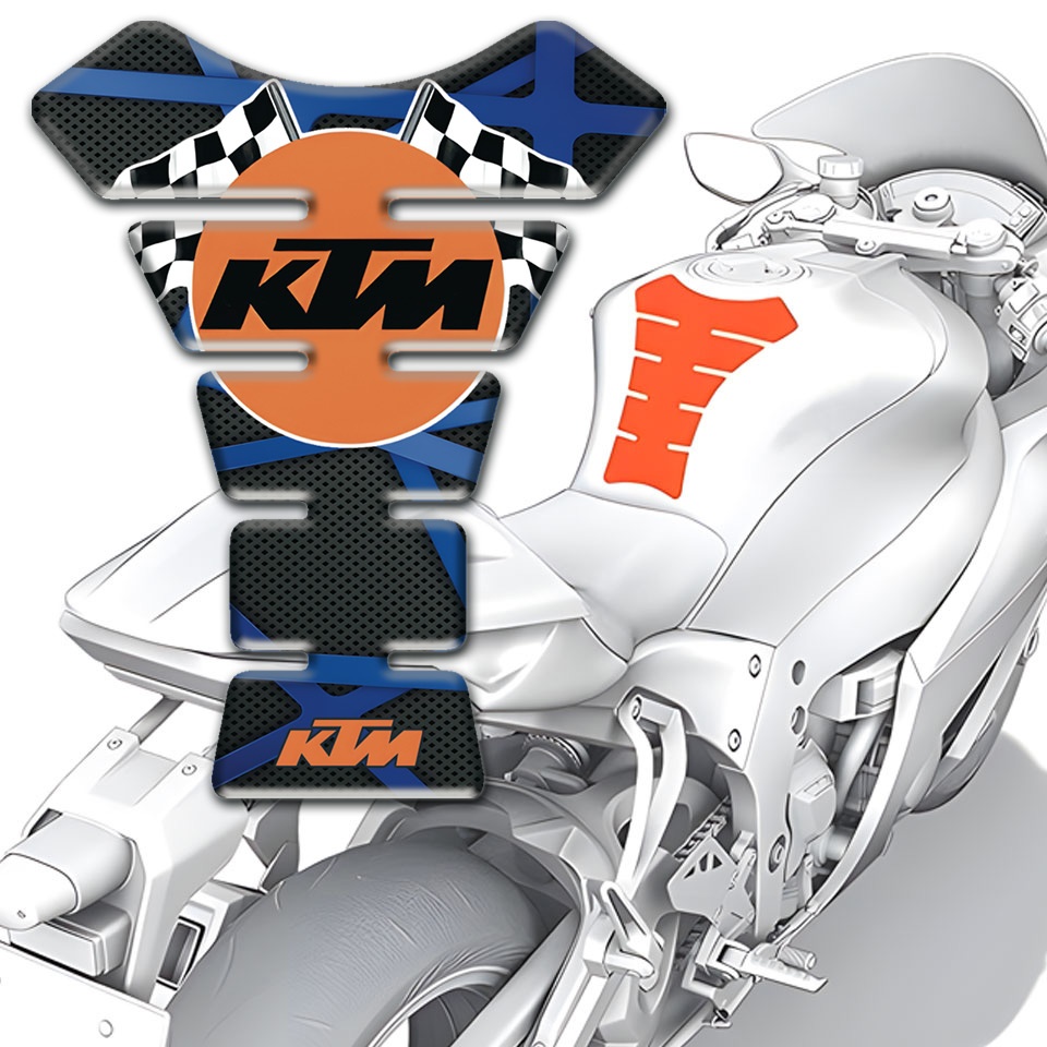 KTM Tank Guard Pads Black with Blue Lines Design with Racing Logo Style ...