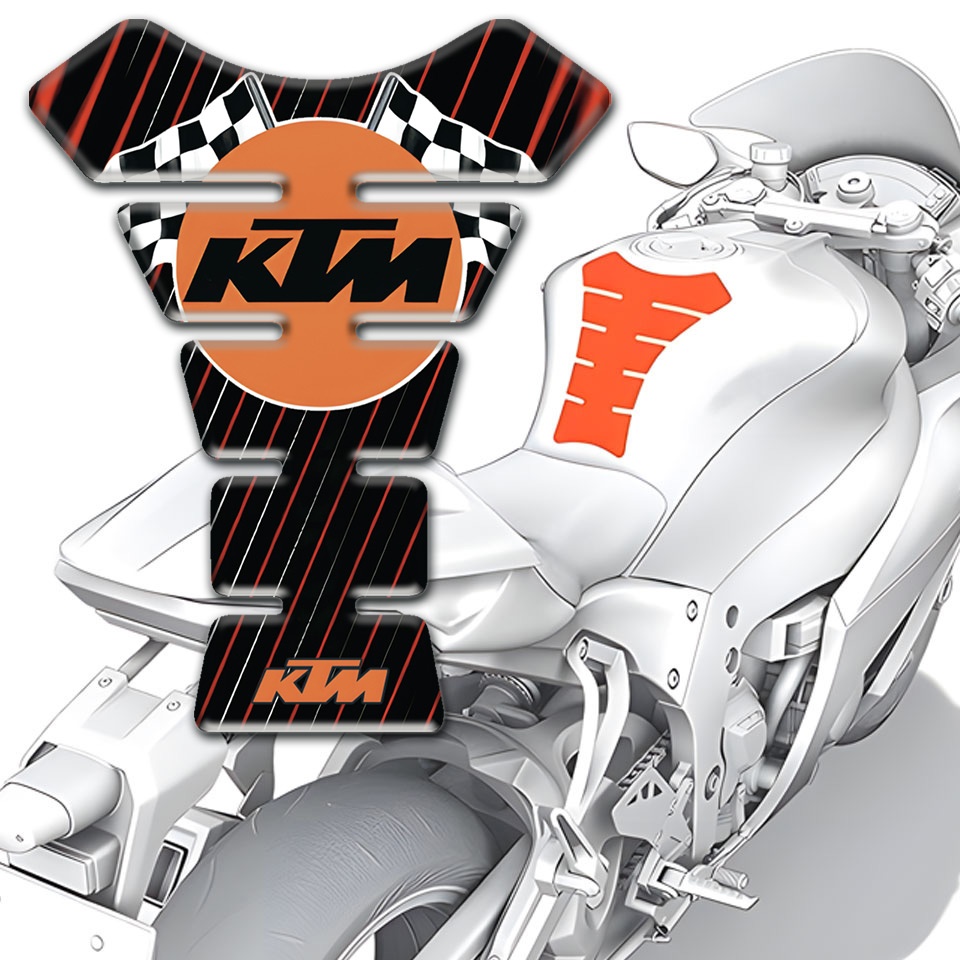 KTM Tank Pad Protector Thin Stripes Design with Racing Logo | Tank ...