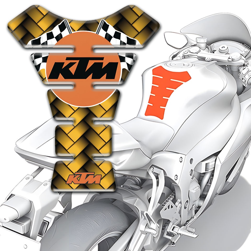 KTM Tank Fuse Yellow Mosaic Base with Round Logo | Tank Protectors ...